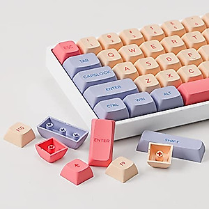 Fogruaden PBT Keycaps 132 Keys Marshmallow Keycaps Set, XDA Profile, Dye-Sublimation Cute Keycaps for Cherry Gateron MX Switches Mechanical Keyboard