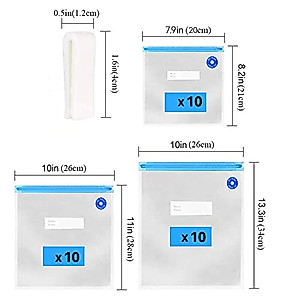 Bourge Chef Reusable Vacuum Seal Bags,Sous Vide Bags Vacuum Sealer,Portable Vacuum Sealer for Food, Vacuum Freezer Bags,Zipper Vacuum Sealer Bags for Food, BPA Free