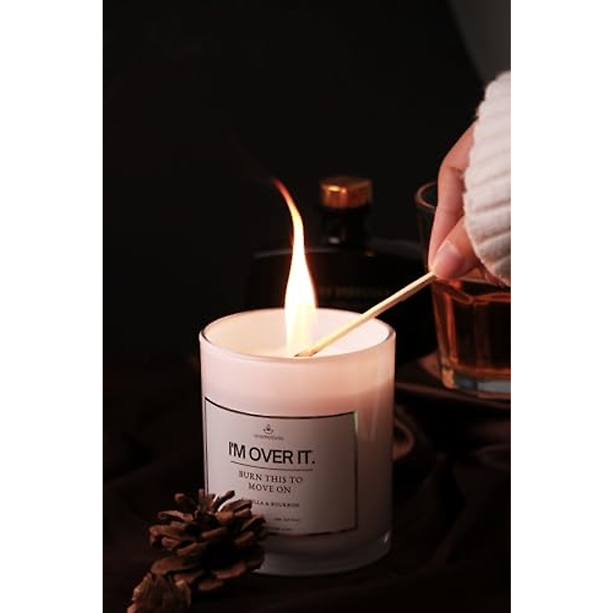 Aromativia Scented Soy Candle – Vanilla Bourbon Inspirational, Empowering, Motivational Candle Gift – Artisanal Candle Gag Funny Cheer Up Gifts for Her, Him - I'm Over It, Burn This to Move On