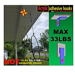 33lbs Adhesive Sticky Hooks for Hanging on Wall or Ceiling, Heavy Duty, Traceless, No Damage(10pcs)