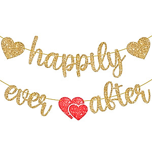 KatchOn, Gold Happily Ever After Banner - 10 Feet | Glitter Happily Ever After Sign for Bridal Shower Decorations | Wedding Shower Decorations | Wedding Decorations for Home Party, Engagement Party