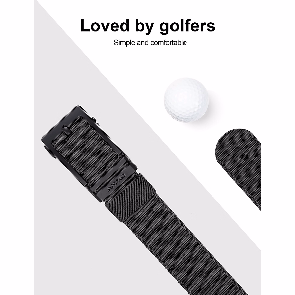 JUKMO Ratchet Belt for Men, Nylon Web Tactical Belt with Automatic Slide Buckle (Black, Medium)