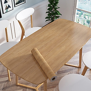 Haimin Wallpaper Wood Contact Paper Peel and Stick Self-Adhesive and Removable Paper for Cabinet Wall Furniture Countertop Kitchen Room Wood Grain Shelf Liners (Yellow Oak, 24" X 393")