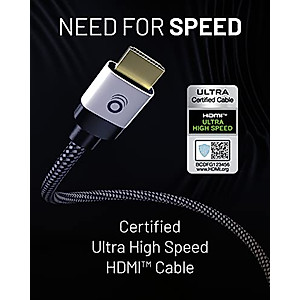 ECHOGEAR HDMI Cables - 8 Foot Certified Ultra High Speed Cable with Flexible Braided Jacket - Get 4k @ 120Hz On PS5 & Xbox Series X - Supports 8k, HDR, eArc, Dolby Vision, & More