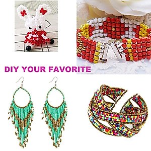 EuTengHao 6000pcs Glass Seed Beads Small Craft Beads for DIY Bracelet Necklaces Crafting Jewelry Making Supplies with Two 0.8mm Clear Bracelet String (4mm, 250 Per Color, 24 Colors)