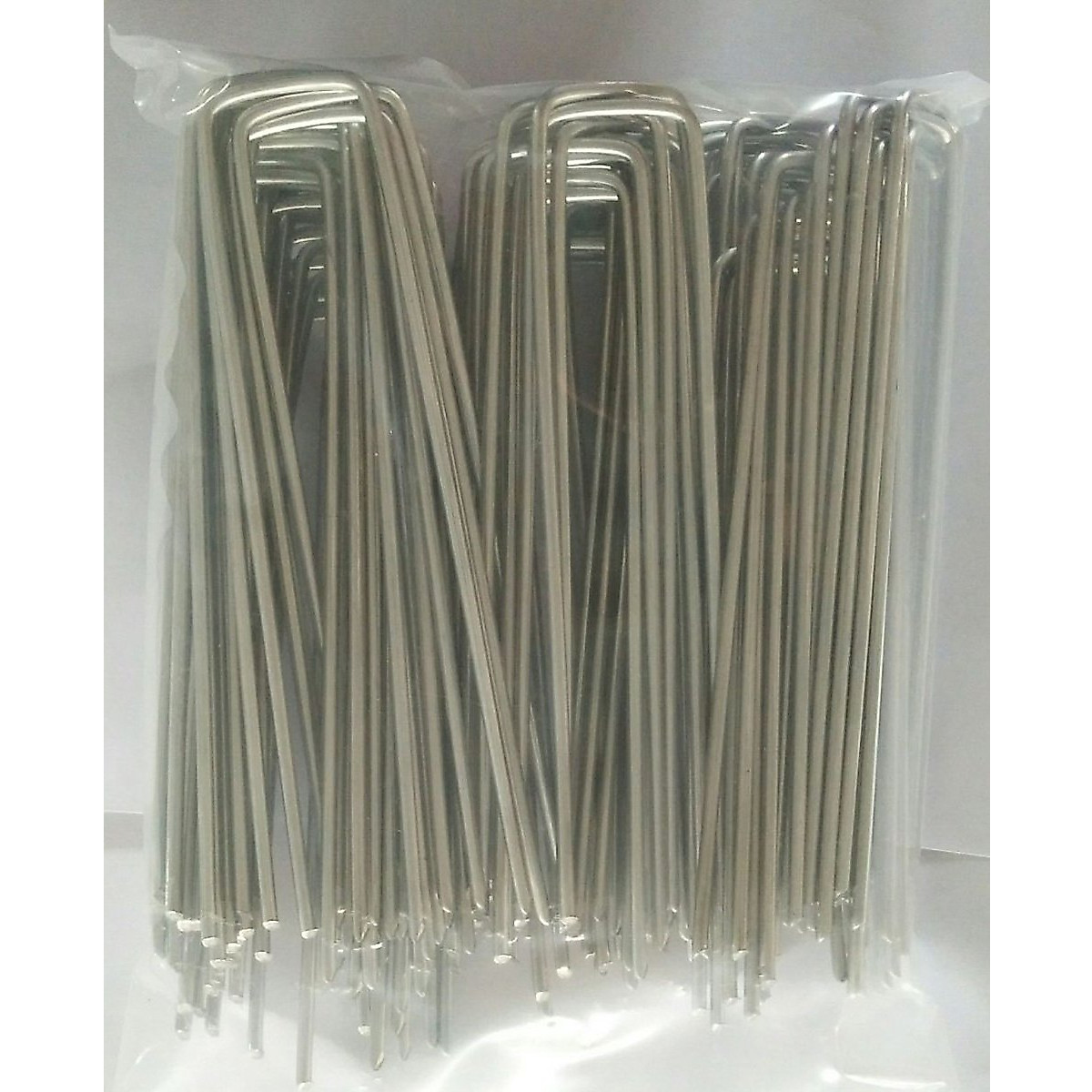 MySit 6" Galvanized Landscape Staples Garden Stakes Pins 100 Pack, Heavy-Duty 11 Gauge Garden Staples Anti-Rust Fence Stakes for Anchoring Weed Barrier Fabric Irrigation Tubing Soaker Hose