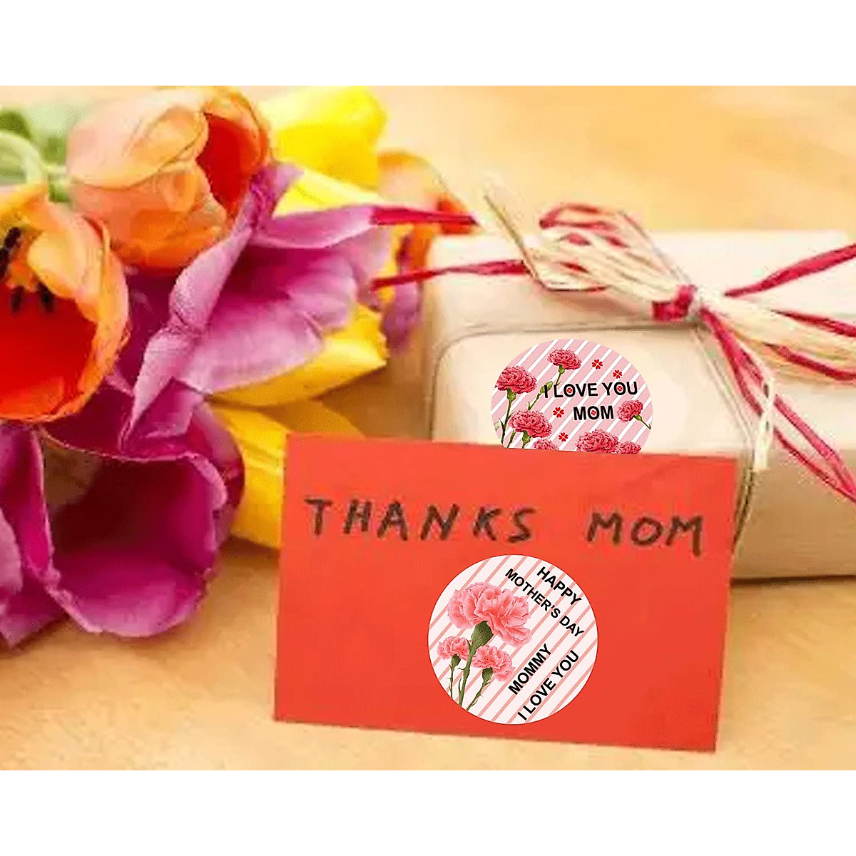 2 Inch Happy Mothers Day Stickers Mother’s Day Labels Floral Mother's Day Gift Tag for Card,Presents Package Bag 500 Pcs/Roll