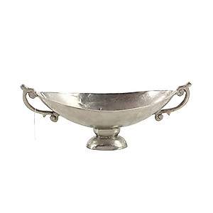 Deco 79 Aluminum Decorative Bowl with Handles, 22" x 8" x 9", Silver