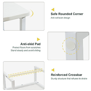 Itsst Wooden Step Stool with 500 Pounds, Wide Bed Step Stool for Adults，Wood White Step Stool&Stable Solid Metal Frame for Kitchen, Bedroom, Living Room, Bathroom