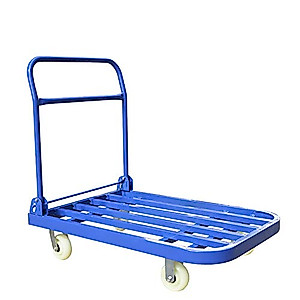 Teerwere Portable Folding Handcart Portable Folding Hand Trolley 360° Rotating Cart for Luggage Personal Travel Shopping Auto Moving Multi Function Folding Handcart (Color : Blue, Size : 120X65CM)