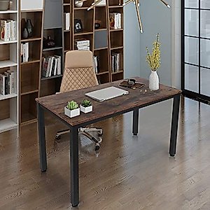 Home Office Desktop Computer Desk, Home Study Writing Table Computer Gaming Table PC Laptop Table, 47/55inch Student Study Workstation Reading Writing Desk for Bedroom Living Room (Brown, 47 inch)