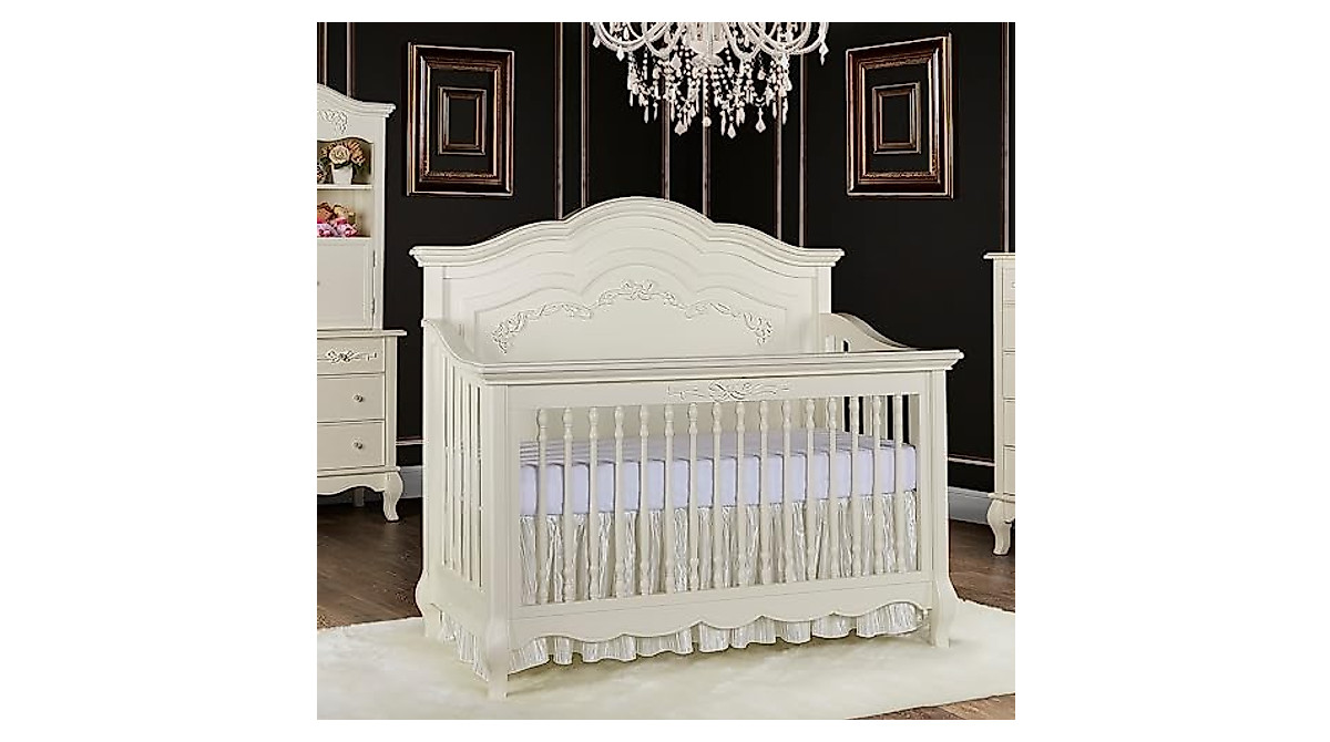 Evolur Aurora 5-In-1 Convertible Crib In Ivory Lace, Greenguard Gold ...
