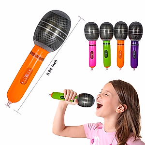 Max Fun Inflatable Rock Star Toy Set, 30 PCS 80s 90s Party Decorations Inflatable Party Props Musical Instrument Blow up Guitar Inflate Rock Band for Carnival Party Favors Rock and Roll Party Supplies