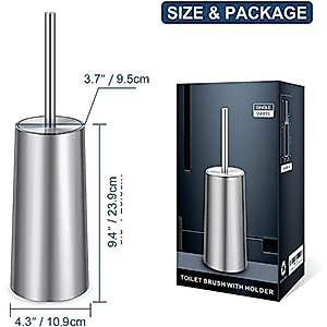 Toilet Brush and Holder, Toilet Brush 304 Stainless Steel, Toilet Bowl Brush for Bathroom Toilet-Ergonomic, Elegant,Durable