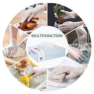 squish Disposable Gloves, Clear Vinyl Gloves Latex Free Powder-Free Glove Cleaning Rubber Gloves Health Gloves for Kitchen Cooking Cleaning Food Handling, 100PCS/Box, Large