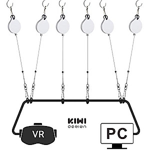KIWI design VR Cable Management for Meta Quest 3/2/1, Ceiling Pulley System for HTC Vive/Vive Pro/Rift/Rift S/Link Cable for Quest/Valve Index VR Accessories (White, 6 Pack)