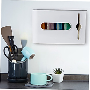 Housoutil 3 Pcs Box Garbage Bag Storage Box Wall Mount Shelf Food Wrap Dispenser Wall Garbage Bag Dispenser Plasticbag Holder Wall Mounted Shelves Car Mount Extractive Kitchen Paper White Pp