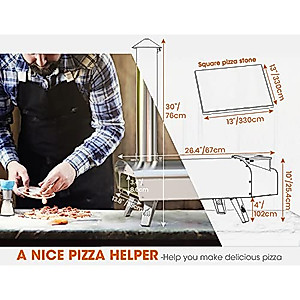 Mimiuo Outdoor Pizza Ovens Wood Pellet Pizza Oven Portable Stainless Steel Wood Fired Pizza Stove with 13" Pizza Stone & Foldable Pizza Peel (Classic W-Oven Series)