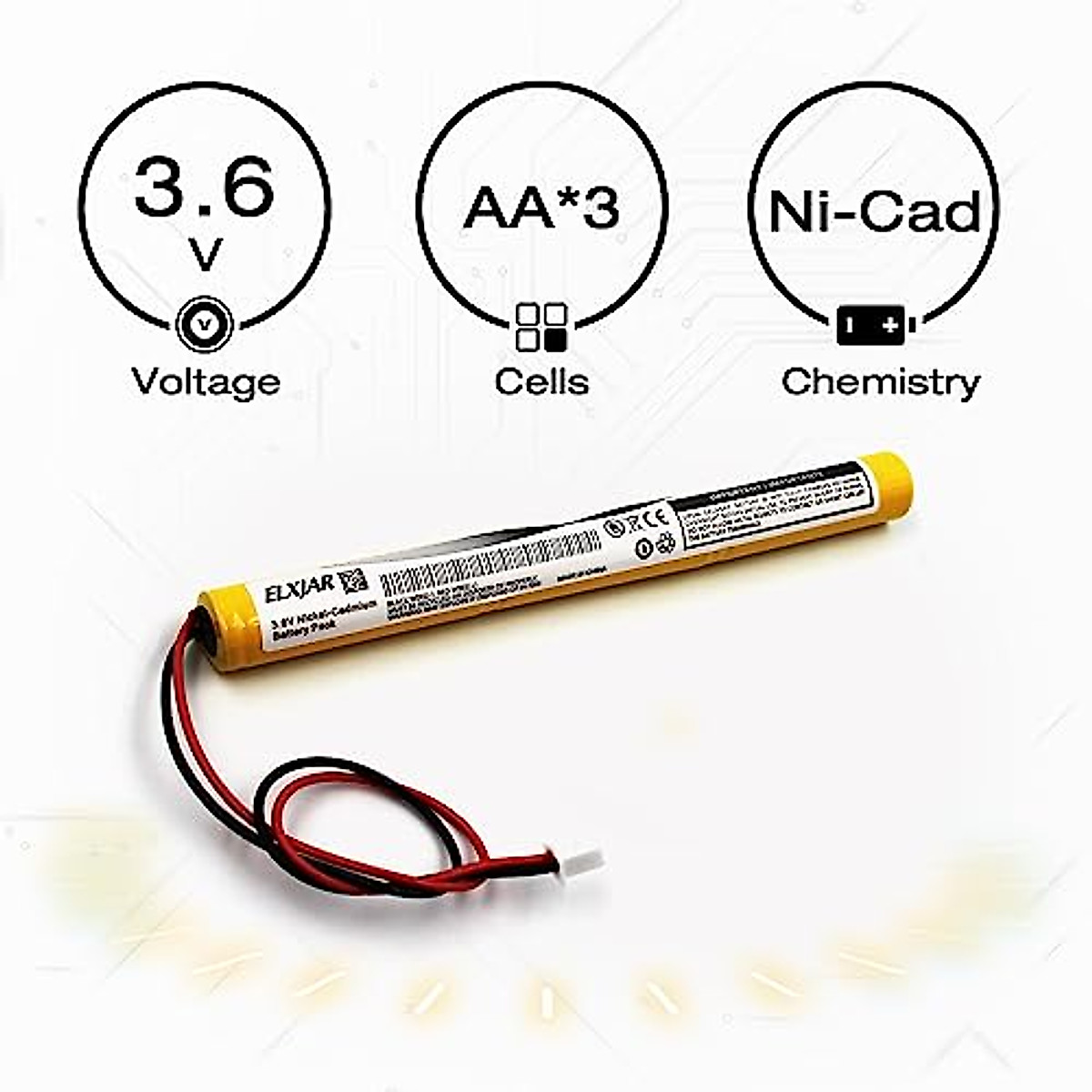 elxjar (5-Pack) 3.6V 900mAh OSA-191 Ni-CD Battery Pack Replacement for Emergency/Exit Light 026-186 Battery All Pro 026186 Cooper APEL Battery APLEL Teig T26000186