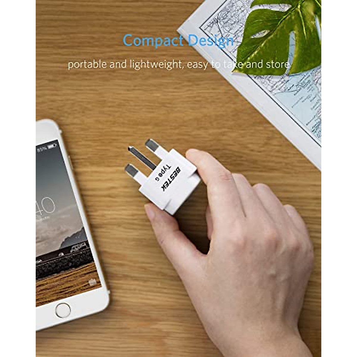 BESTEK UK Travel Plug Adapter Set, Grounded Universal Power Plug Adapter for USA to Type G Countries, UK, Ireland, Hong Kong and More-3 Packs