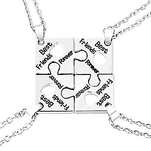 FJ BFF Best Friends Necklaces Puzzle Friendship Necklace for 4