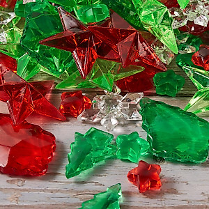 Topeen Acrylic Holiday Gems Crystals Gems for Table Scatter, Christmas Party Decoration Favor Vase Filler, 180 Pcs (Christmas Gems)