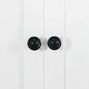 ATY Twin Size Loft Bed with 4 Storage Shelves and Wardrobe, Solid Wood Bedframe w/Desk & Ladder, Maximum Space, No Spring Needed Required, for Kids Teens Adults, White