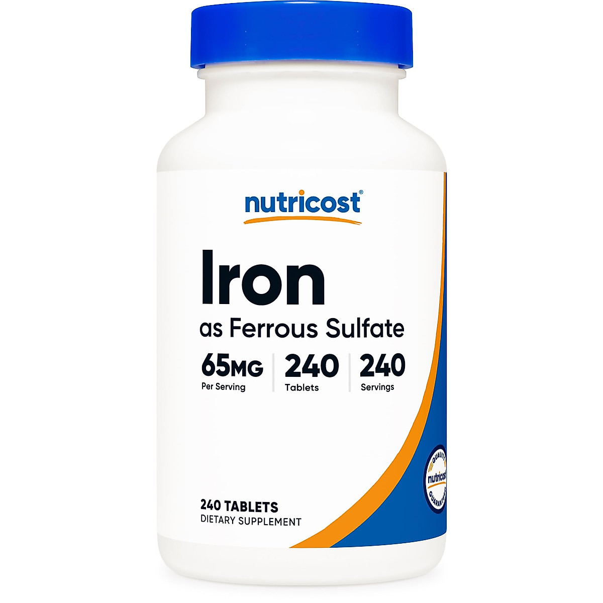 Nutricost Iron (As Ferrous Sulfate) 65mg, 240 Tablets - Non-GMO, Gluten Free