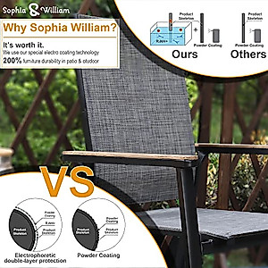 Sophia & William Patio Dining Chairs Aluminium Lightweight Textilene Outdoor Dining Chairs Stackable 2 Pieces Patio Chairs for Lawn Garden Backyard Pool