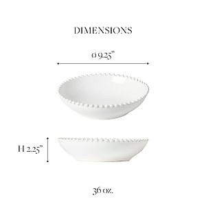 Costa Nova Ceramic Stoneware Soup & Pasta Bowl - Pearl Collection, White | Microwave & Dishwasher Safe Dinnerware | Food Safe Glazing | Restaurant Quality Tableware