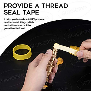 GORNORVA 5PCS 1/4" RV Propane Quick Connecting Fittings with Teflon Tape,Gas Quick Connect Fittings Includes 1/4" Female Shutoff Valve &Full Flow Plug,1/4" Male &1/4" Female NPT for RV,Trailer,BBQ