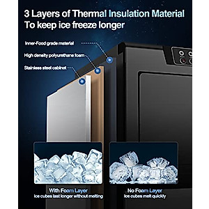 RovaEarth Commercial Ice Maker Machine 220LBS/24H with 55LBS Storage Bin, ETL Approved,96 Ice Cubes Ready in 8-15 Mins, Stainless Steel Freestanding Ice Machine for Home/Office/Bar/Coffee Shop