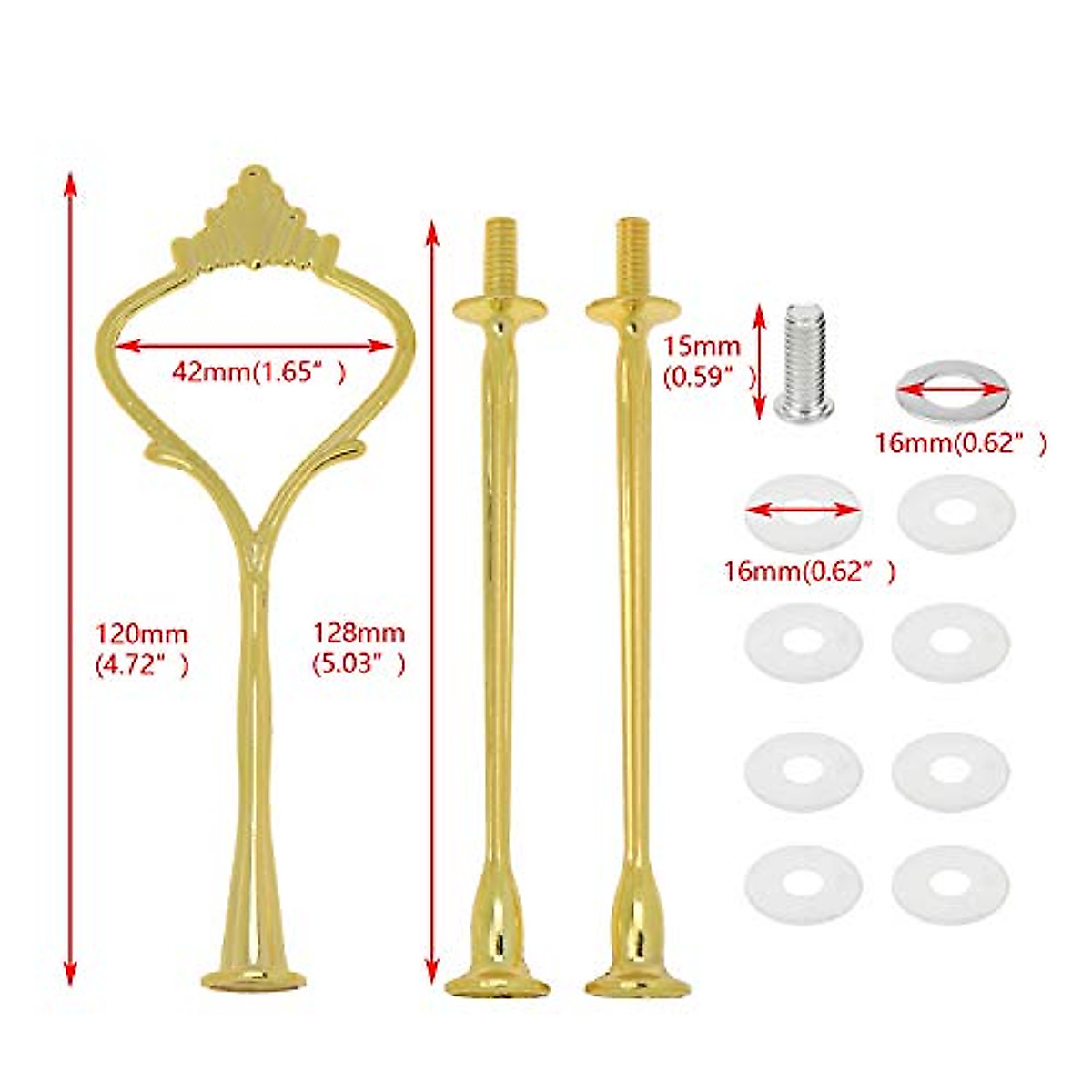 Quluxe 4 Sets 3 Tier Crown ＆ Sunflower Cake Stand Fruit Cake Plate Handle Fitting Hardware Rod Stand Holder with Stylus for DIY Making Cupcake Serving Stand Decoration- Gold