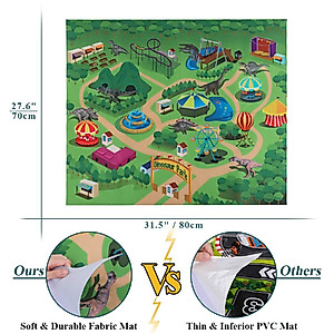 TEMI Dinosaur Truck Toy for Kids 3-5 Years, Triceratops Transport Car Carrier with 8 Dino Figures, Activity Play Mat, Dino Eggs and Trees, Capture Jurassic Dinosaurs Play Set for Boys and Girls