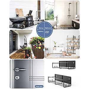 XHENEEB Magnetic Spice Rack for Refrigerator 4 Pack Magnetic Spice Rack Fridge Organizers and Storage Metal Magnetic Shelf