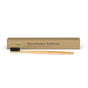 Clearly Bamboo Toothbrush Set | Extra Soft Charcoal Infused Bristles, Eco Biodegradable Wood, BPA Free Vegan Nylon | Great for Teeth Whitening, Sensitive Gums, Adults, Kids (Family Pack of 4)