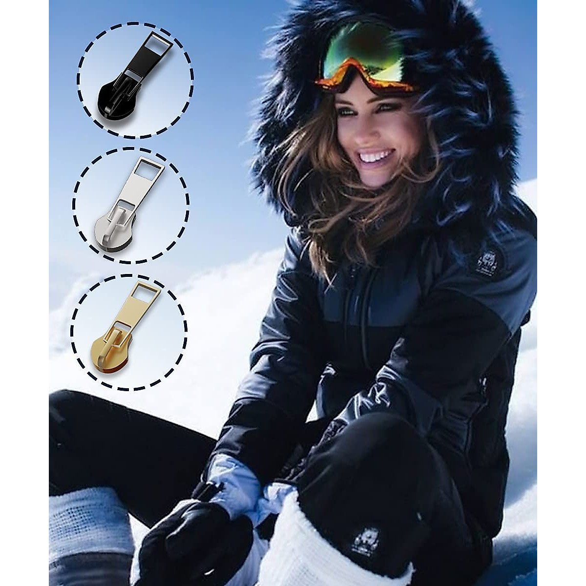 Zipper Repair Kit, Upgraded Zipper Replacement Slider Kit (99 PCS), Include Zipper Pull Replacement, Instant Zipper Plier, Easy Install, Zipper Fix Kit for Jacket Backpack Luggage (3 Sizes: #3, 5, 8)