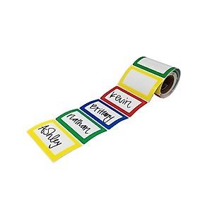 Shop4Mailers Colorful Bordered Name Tag Sticker Labels Rolls of 200 (1 Roll)