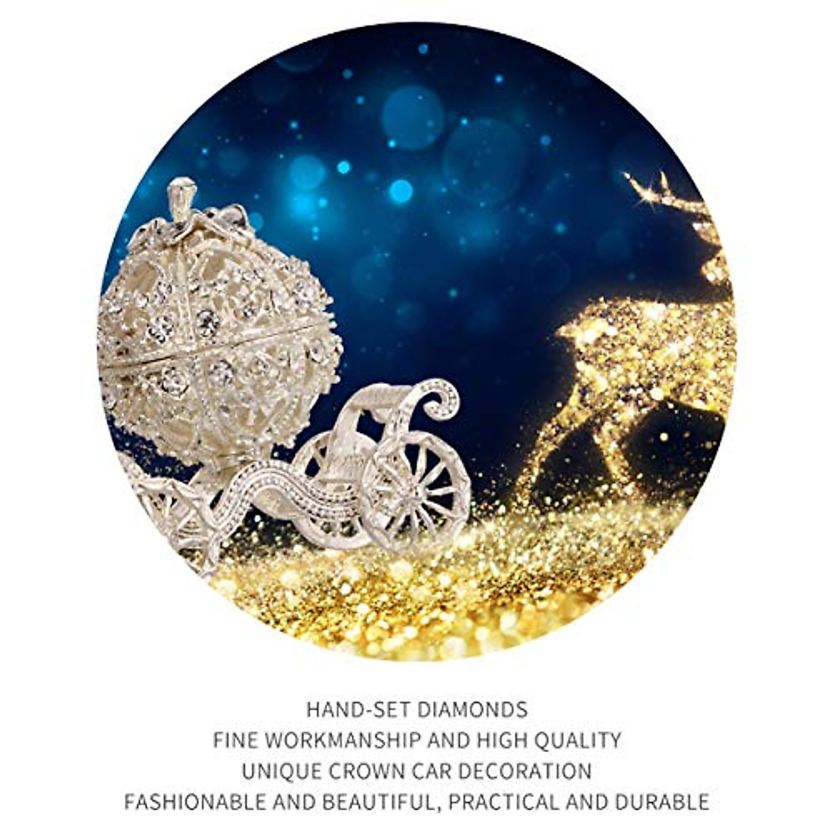 Kisangel Silver Rhinestone Princess Crystal Pumpkin Carriage Trinket Jewelry Box Collectible Figurine Decorative Jewelry Ring Display Holder Table Sculpture