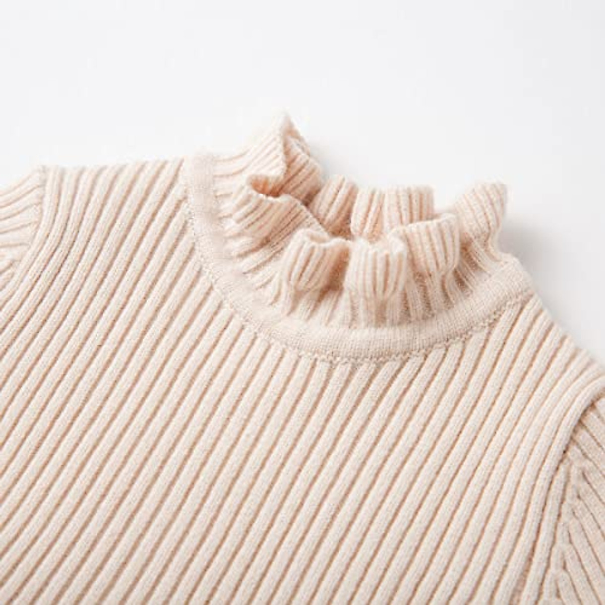 Curipeer Infant Toddler Girls Sweater Dresses Long Sleeve Ribbed Knit Pullover Ruffle Cozy Dress 4T