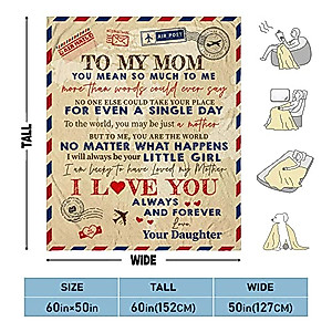 Mom Gifts Throw Blanket 60 x 50 inch, Mothers day Birthday Gifts for Mom from Daughter, Best Mom Ever Gifts, Unique Presents for Mother, Moms Birthday Gift Ideas, Gifts for Mom Who Has Everything