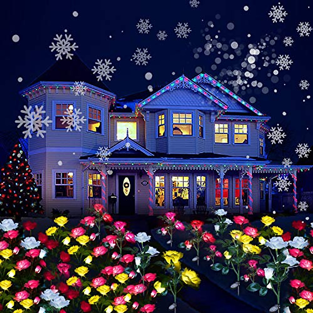 Solar Garden Stake Lights, Waterproof Solar Rose Lights Outdoor Decorative Rose Flowers LED Lights with 3 Roses for Garden Landscape Lawn Yard Courtyard Patio Backyard Decorations