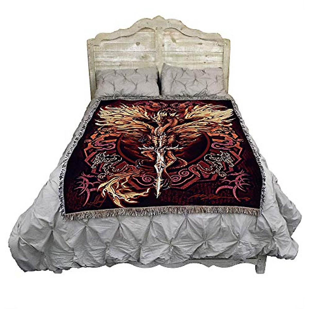 Pure Country Weavers Flame Blade Blanket by Ruth Thompson - Gift Fantasy Dragon Tapestry Throw Woven from Cotton - Made in The USA (72x54)