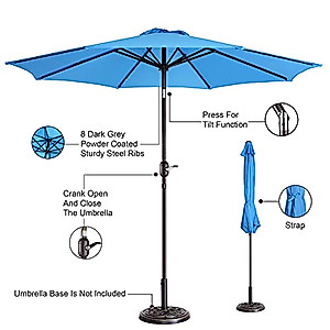 Pure Garden 741227ETJ Patio Umbrella, Blue