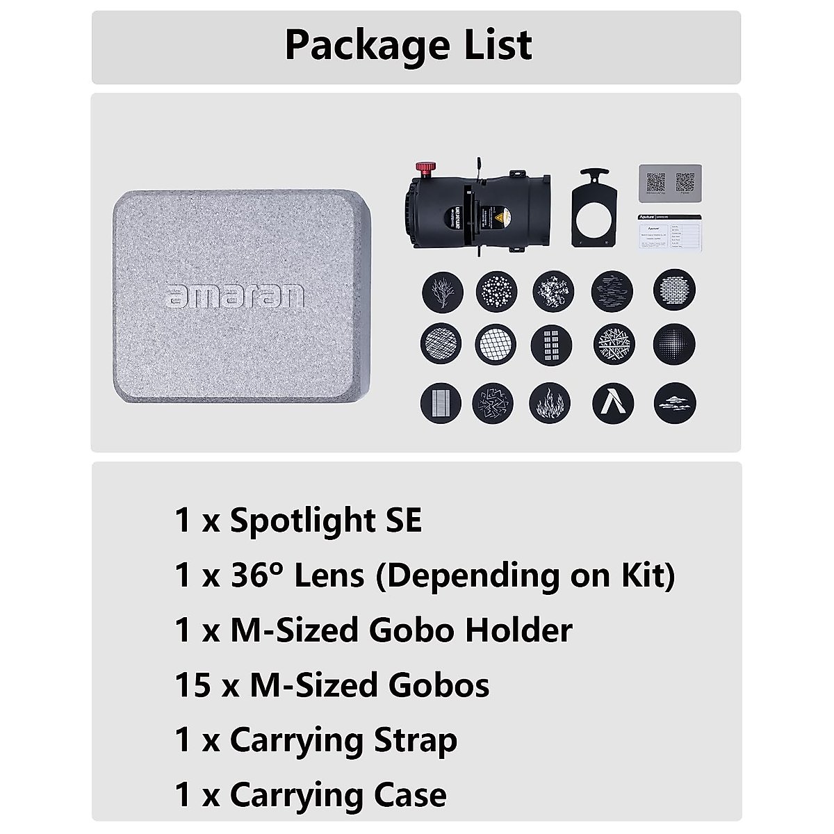 amaran Spotlight SE by Aputure Lighting Modifier for amaran 150c amaran 300c (Spotlight SE（36°Lens kit）)