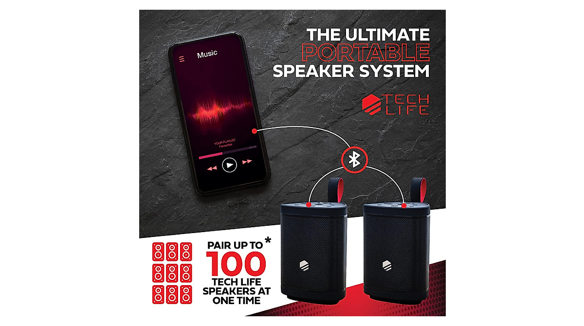 Tech-Life Boss Portable Bluetooth Speaker | Waterproof & Heavy Bass