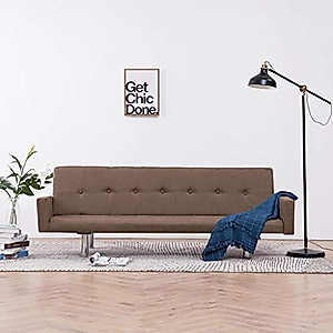 vidaXL Sofa Bed with Armrest Adjustable Reclining Modern Home Living Room Couch Daybed Chaise Lounge Furniture Brown Fabric