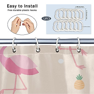 Aglebo Pineapple Flamingo Polka Dots Shower Curtain Fabric Shower Curtain Set with 12 Hooks Water-Proof 72 * 72 Inches for Bathroom Beach Caravan Hotel