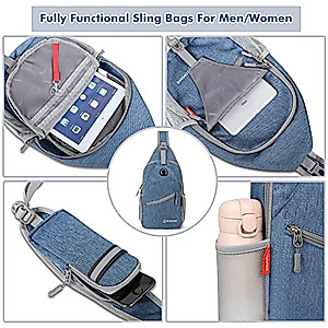 ZOMAKE Sling Bag for Women Men:Small Crossbody Sling Backpack - Water Resistant Shoulder Bag Mini Chest Bag Daypack for Travel(Navy Blue)