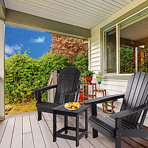 LZRS Adirondack Square Outdoor Side Table, Pool Composite Patio Table,HDPE End Tables for Backyard,Pool, Indoor Companion, Easy Maintenance & Weather Resistant(Black)